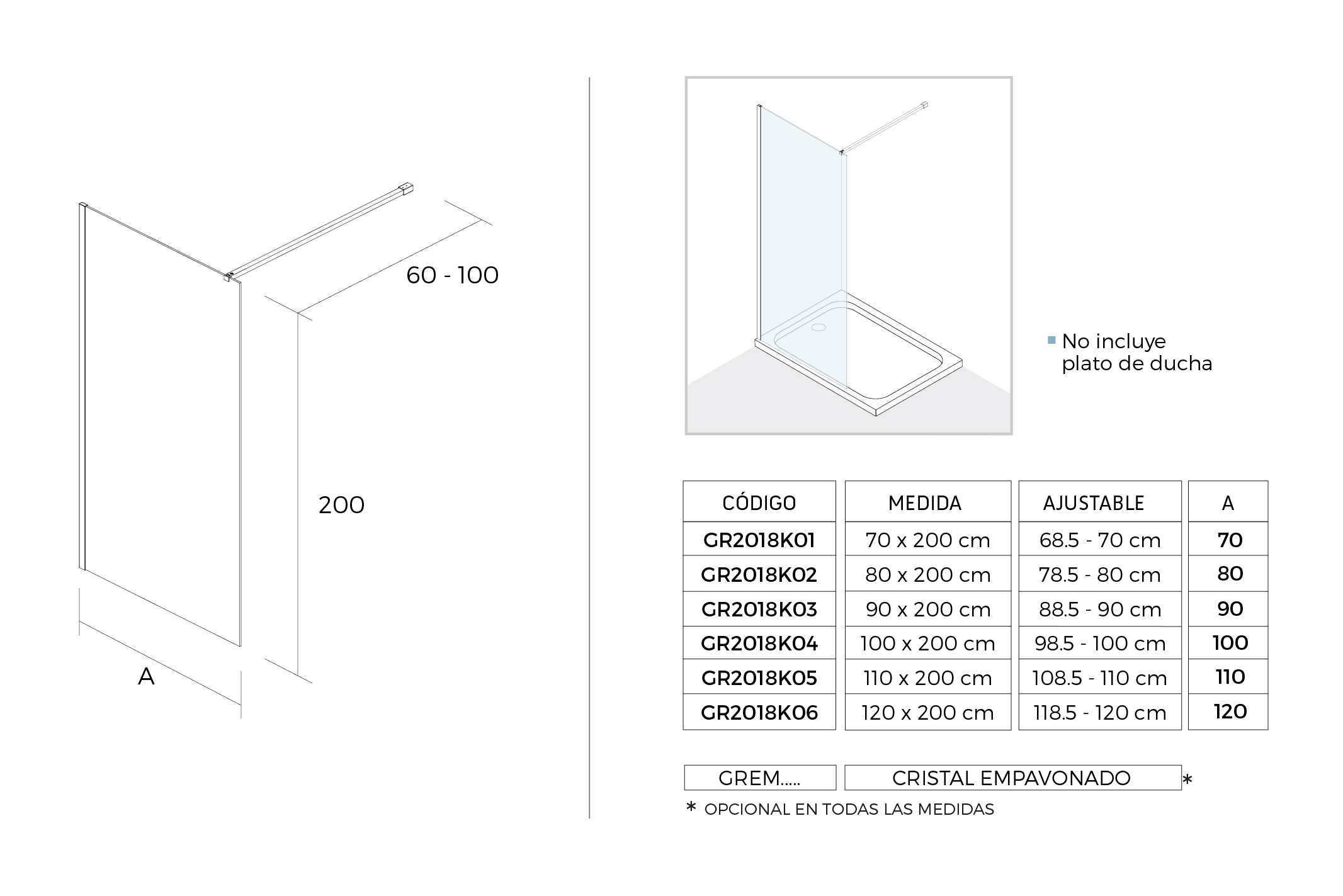 Galeria de Mampara Kristall Cristal Fijo para Plato Ducha / Wasser - 2
