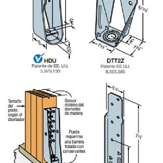 Amarres y uniones de tensión Holdowns de Simpson Strong Tie