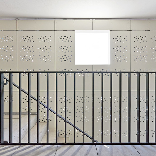 Fiber Cement Cladding Panels in Patio Building from Swisspearl