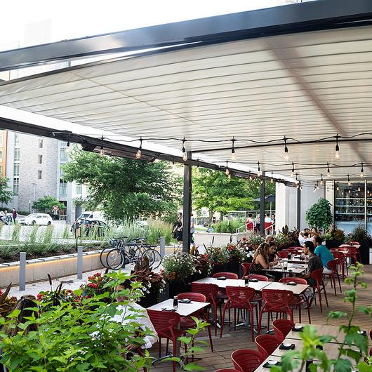 Retractable Canopies, Custom Structure - RED Madison from ShadeFX