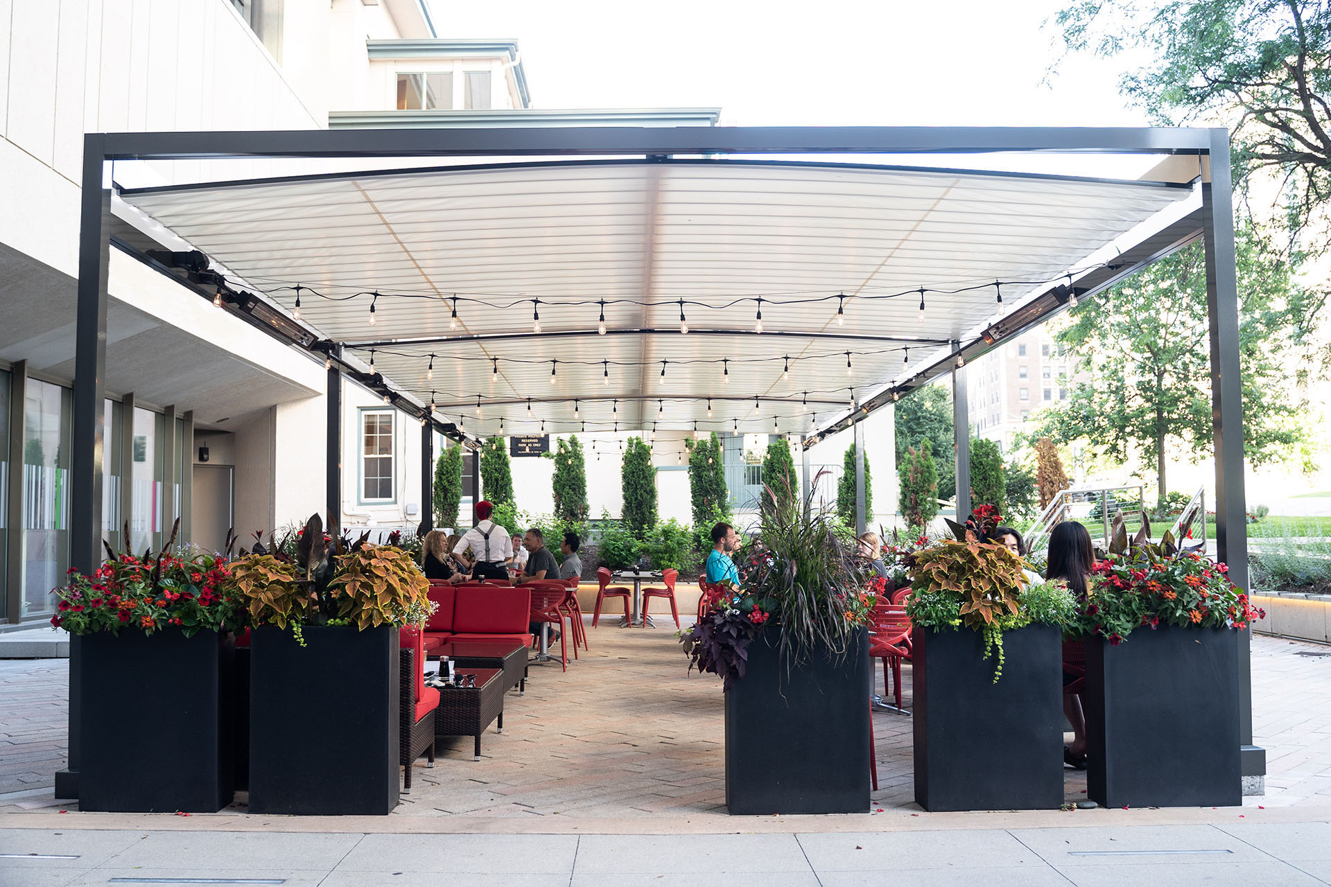Retractable Canopies, Custom Structure - RED Madison from ShadeFX