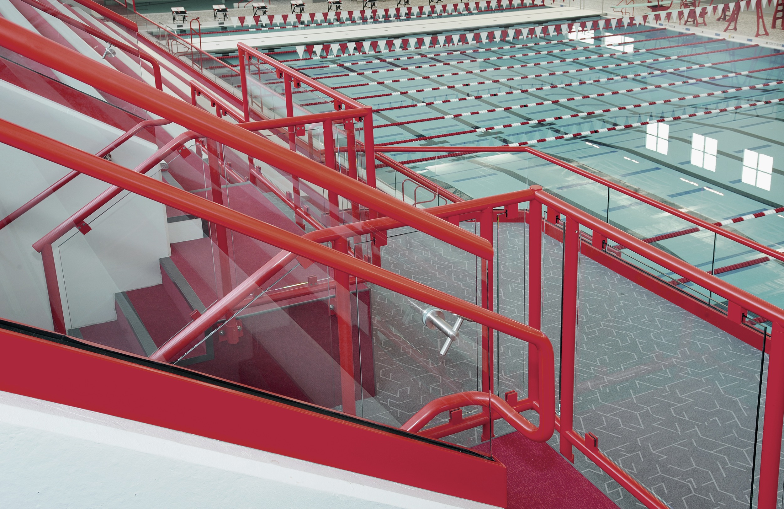 Structural Railings in High School Natatorium from Hollaender