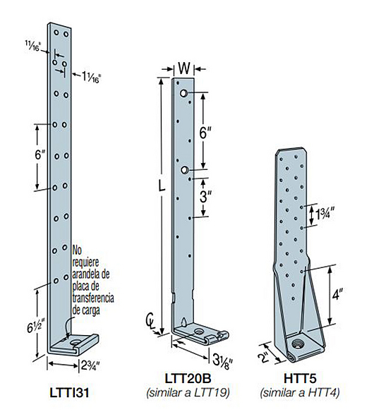 Amarres y uniones de tensión Holdowns de Simpson Strong Tie