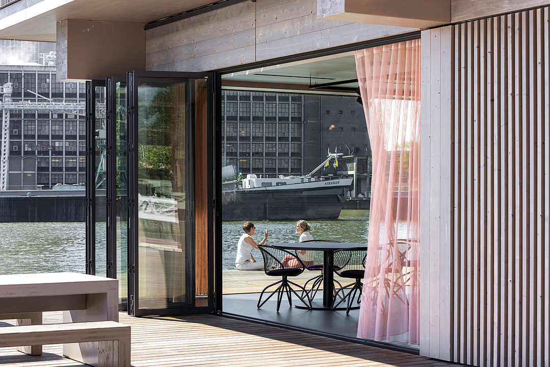 Bi-Folding Doors in Floating Office Rotterdam from Solarlux