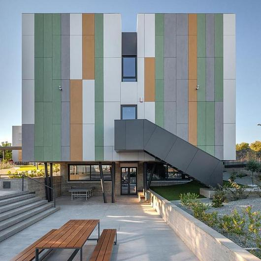 Electric Folding Shading System in a Boarding School from Motion Facades