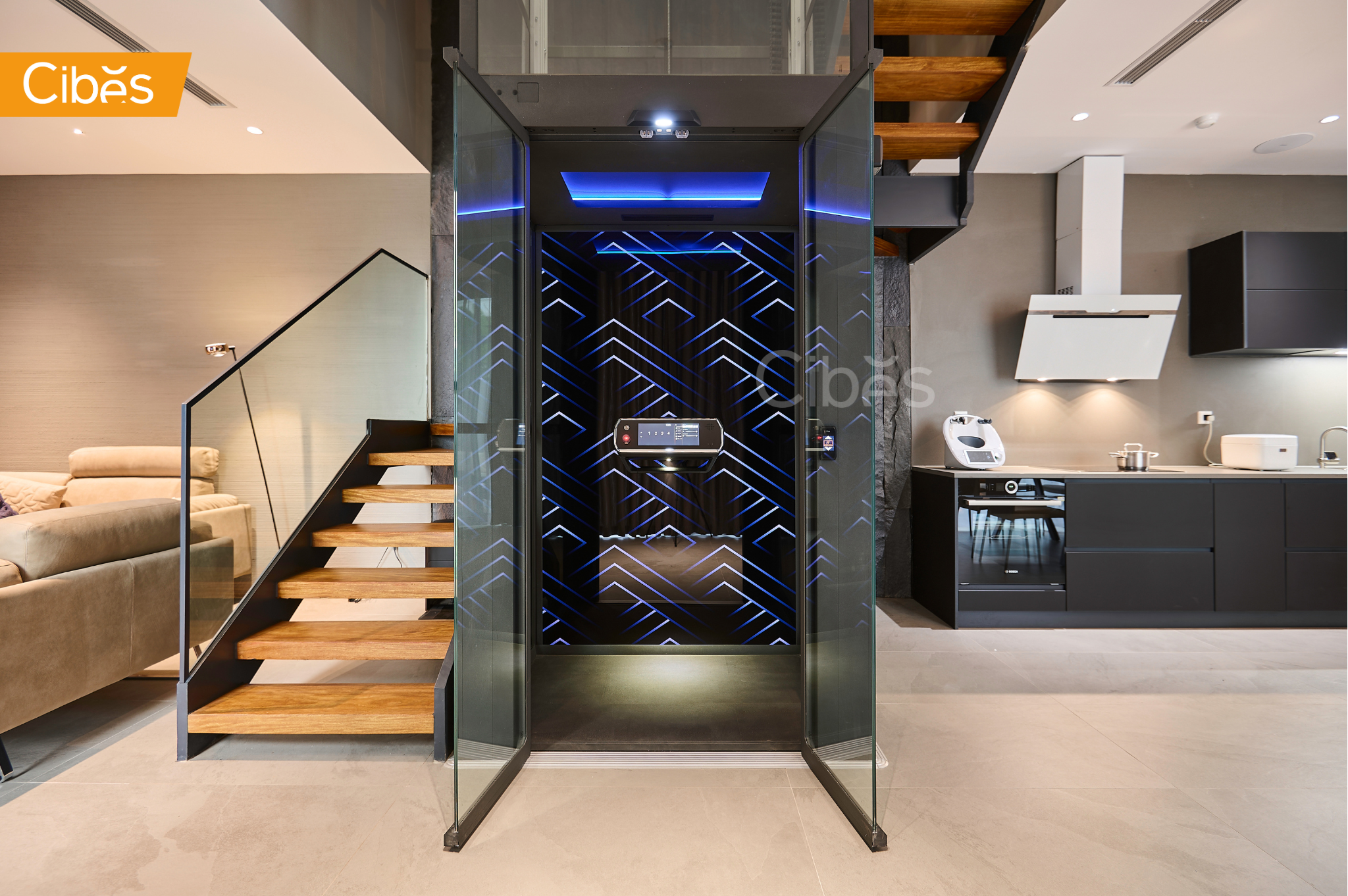 Gallery of Glass Cabin Lift In Modern Style Home - 2
