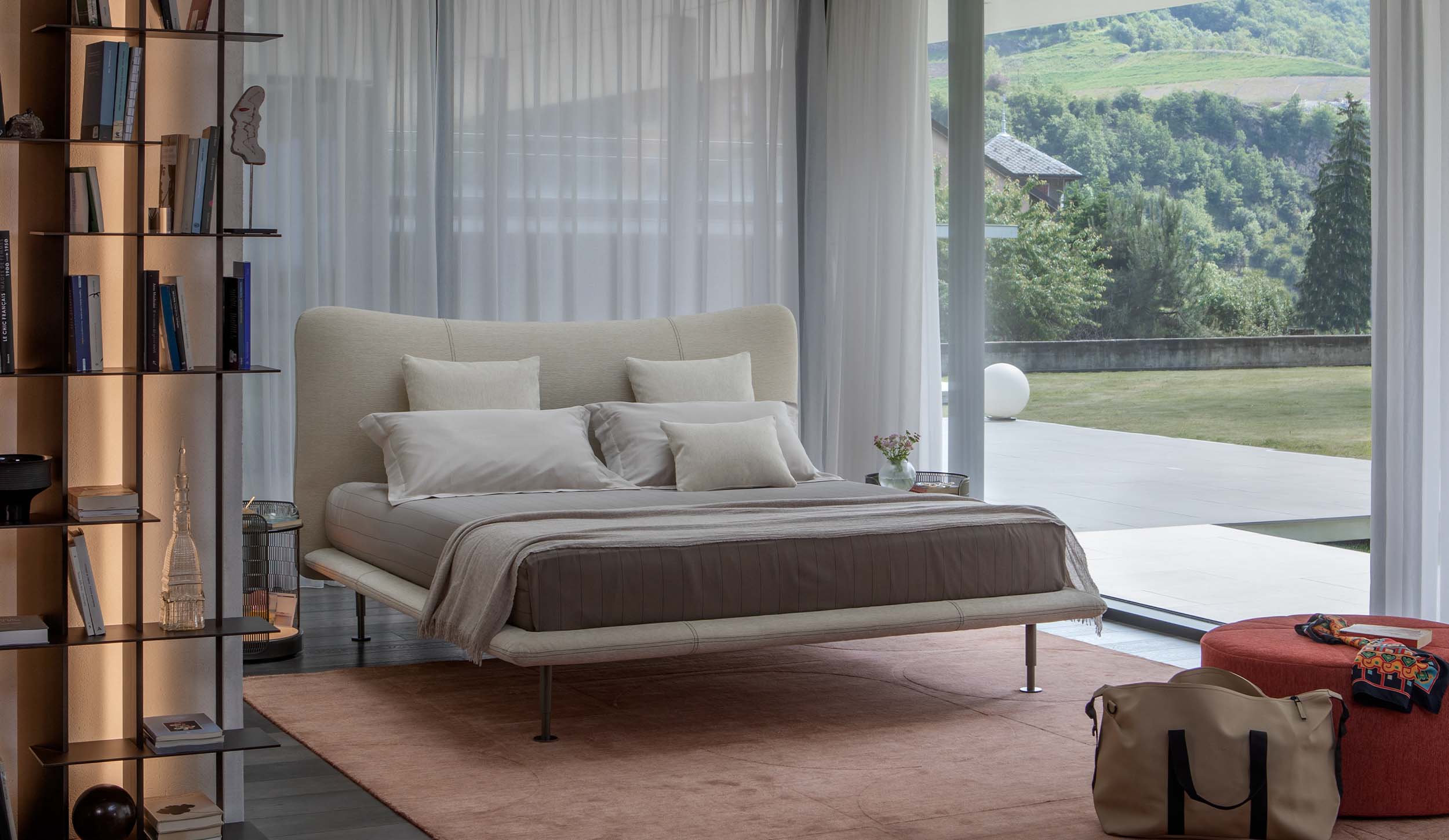 Gallery of Metal bed frame with padded headrest | Baia - 4