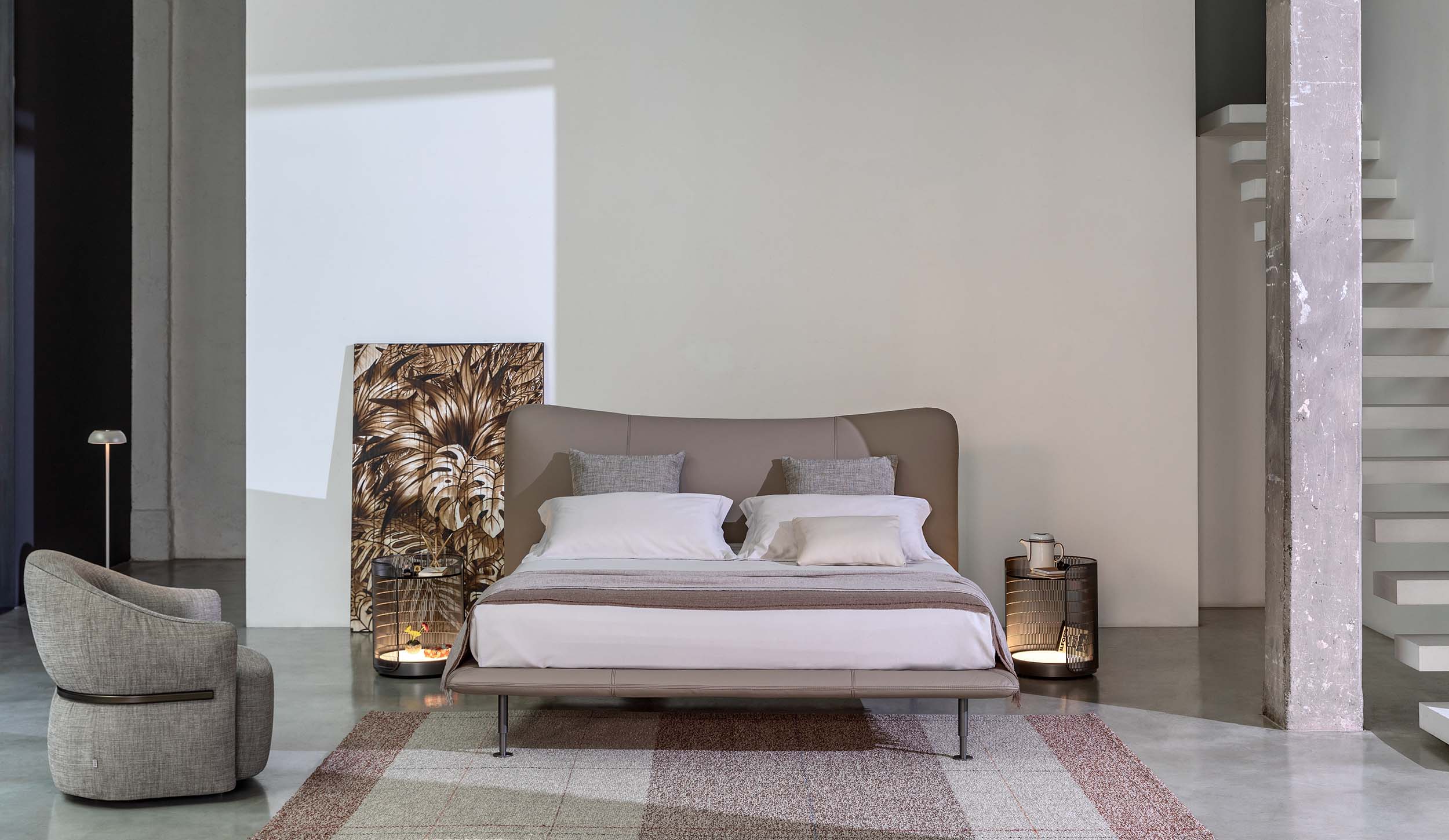 Gallery of Metal bed frame with padded headrest | Baia - 6