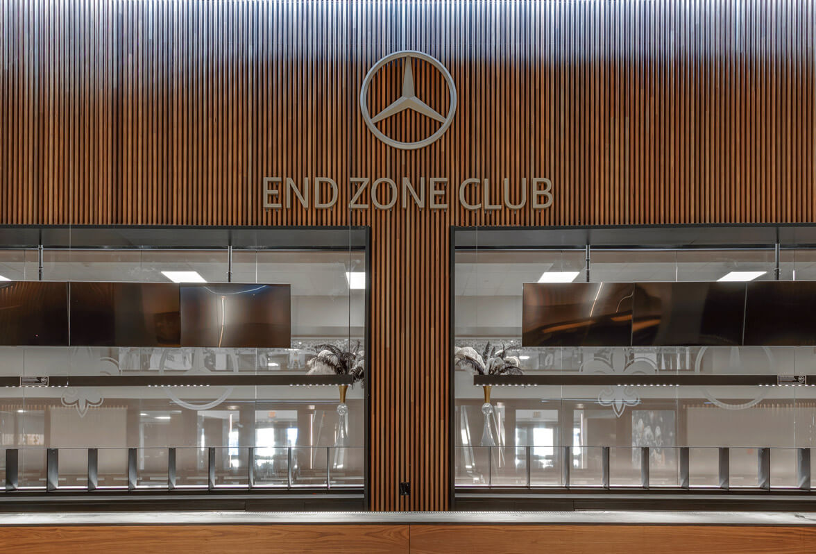 Gallery of Timber Battens at the Mercedes-Benz End Zone Club - 3